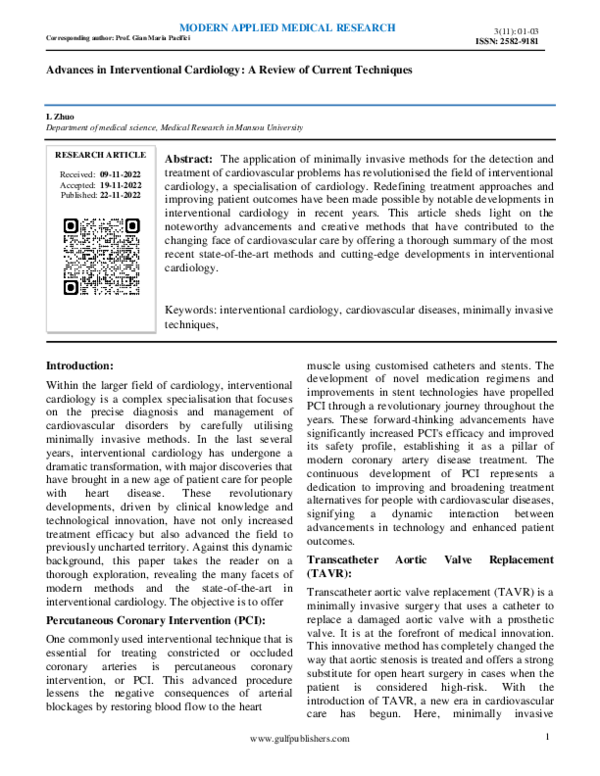 (PDF) Advances in Interventional Cardiology: A Review of Current ...