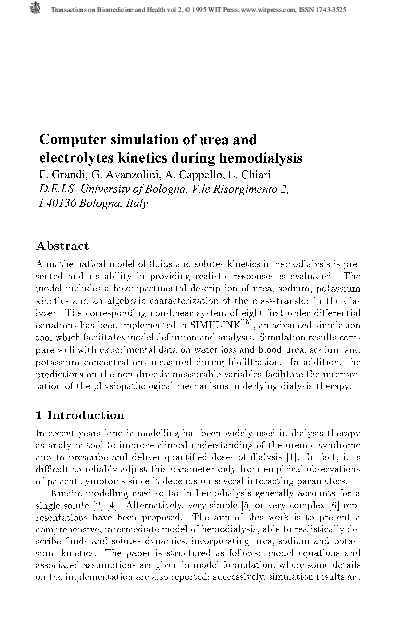 (PDF) Computer simulation of urea and electrolytes kinetics during ...