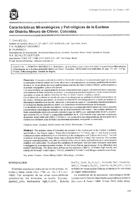 (PDF) Características Mineralógicas y Petrológicas de la Euclasa del ...
