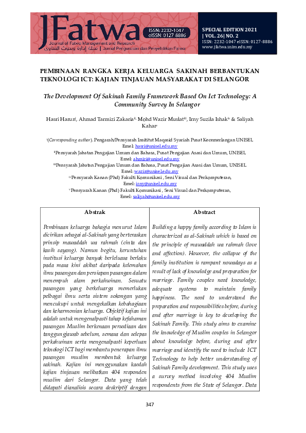 (PDF) PEMBINAAN RANGKA KERJA KELUARGA SAKINAH BERBANTUKAN TEKNOLOGI ICT ...