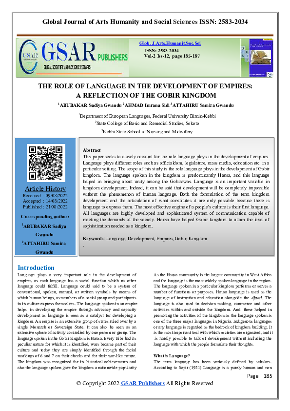 (PDF) The Role of Language in the Development of Empires A Reflection ...