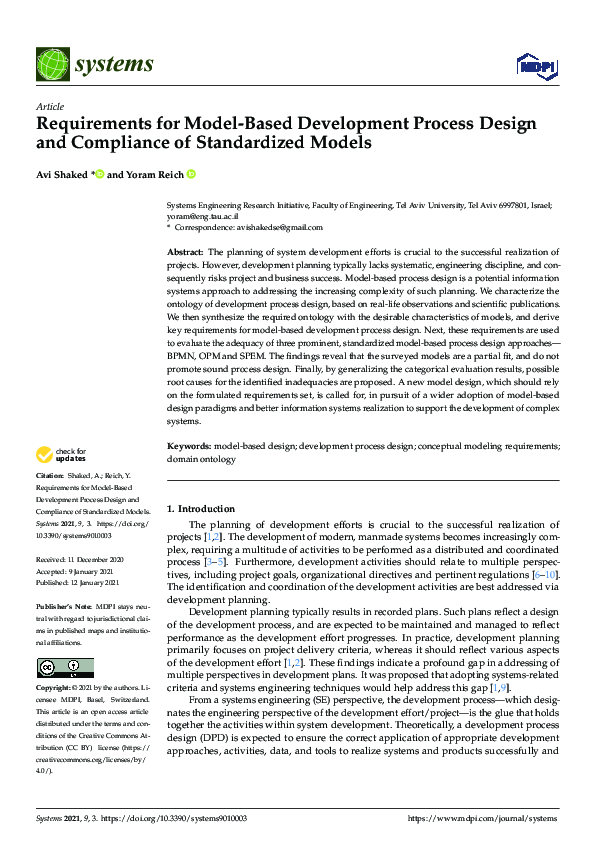 (PDF) Requirements for Model-Based Development Process Design and ...