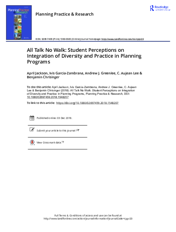 (PDF) All Talk No Walk: Student Perceptions on Integration of Diversity ...