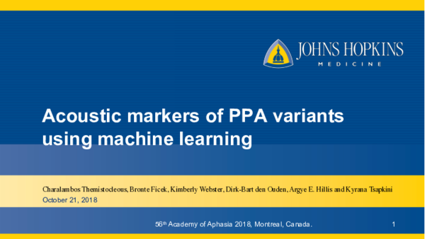 (PDF) Acoustic markers of PPA variants using machine learning
