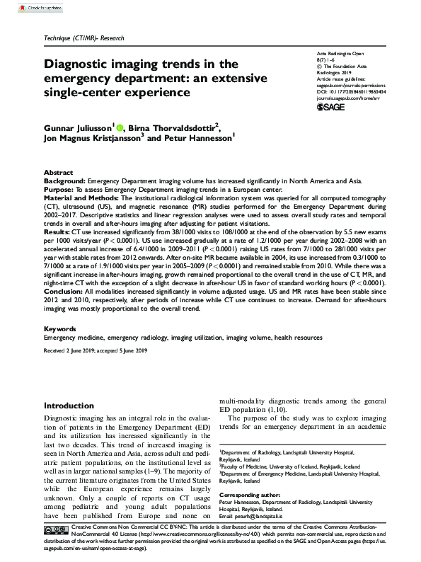 (PDF) Diagnostic imaging trends in the emergency department: an ...