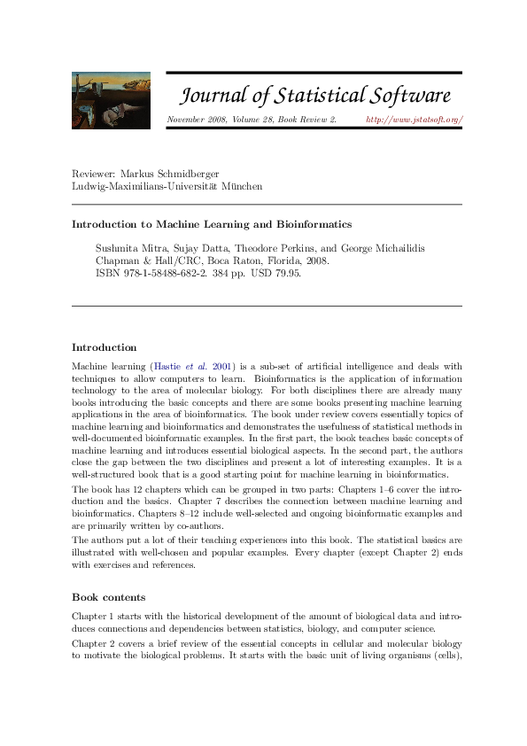 (PDF) Introduction to Machine Learning and Bioinformatics