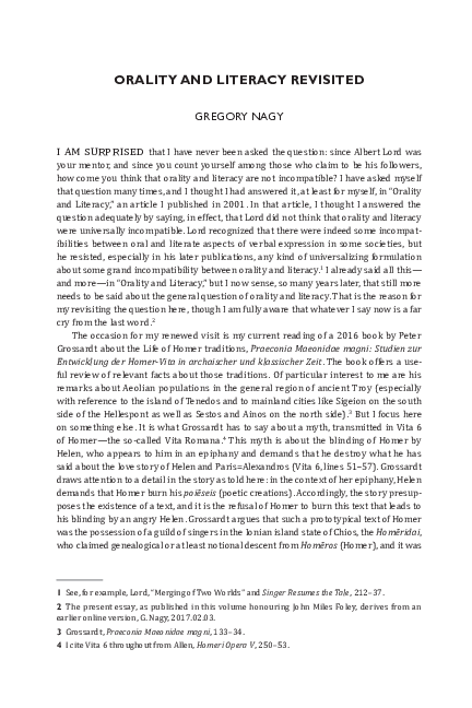 (PDF) Orality and Literacy Revisited