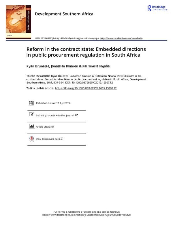 (PDF) Reform in the contract state: Embedded directions in public ...
