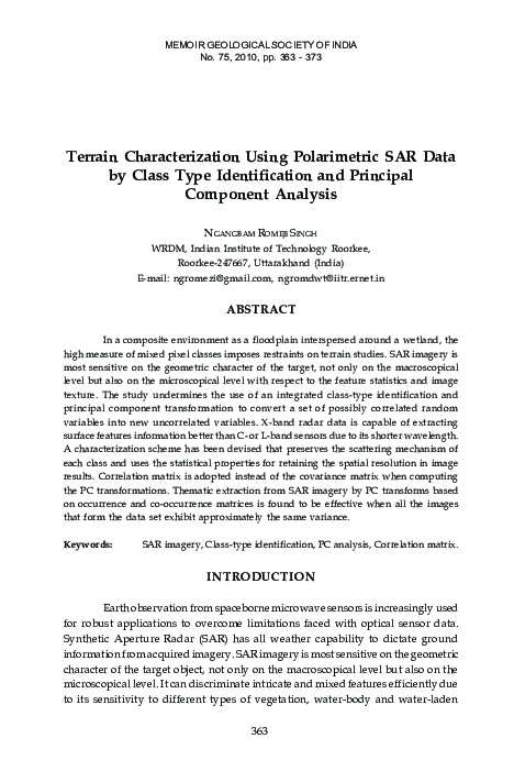 (PDF) Terrain Characterization Using Polarimetric SAR Data by Class Type Identification and ...