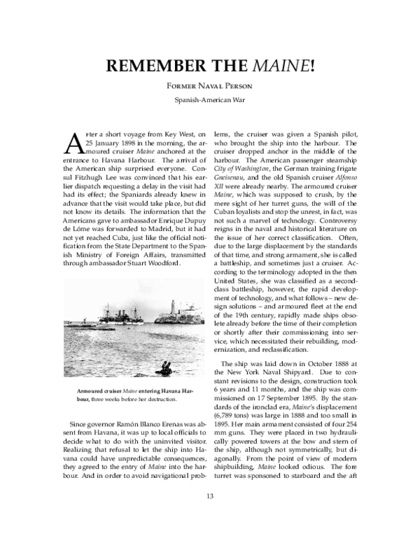 (PDF) Remember the "Maine"! | Former Naval Person - Academia.edu
