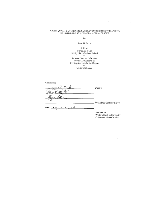 (PDF) Water Quality in the Upper Little Tenneessee River and Its ...
