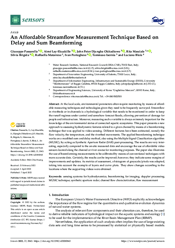 (PDF) An Affordable Streamflow Measurement Technique Based on Delay and Sum Beamforming