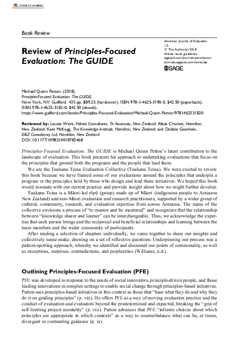 (PDF) Review of Principles-Focused Evaluation: The GUIDE