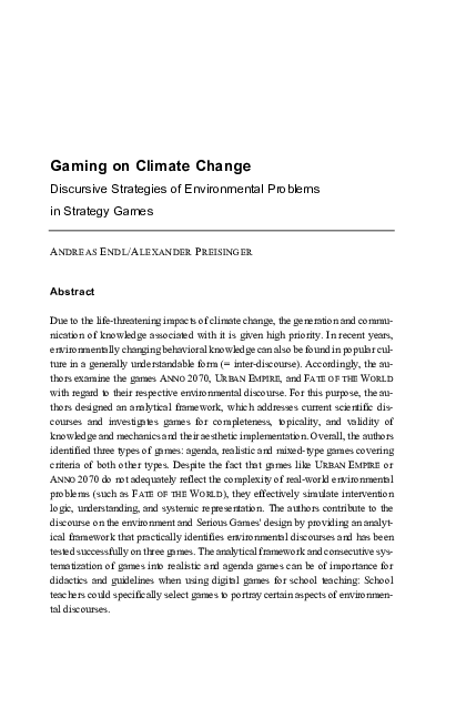 (PDF) Gaming on Climate Change