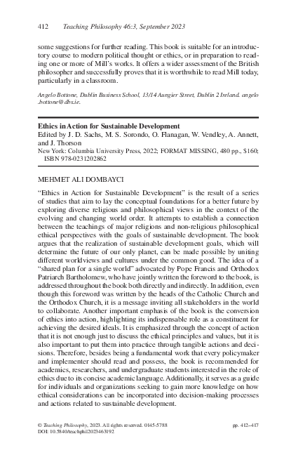 (PDF) Ethics in Action for Sustainable Development