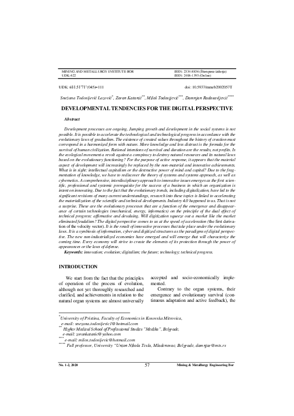 (PDF) Developmental tendencies for the digital perspective