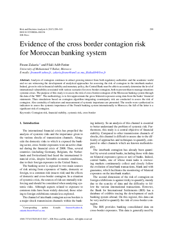 (PDF) Evidence of the cross border contagion risk for Moroccan banking ...