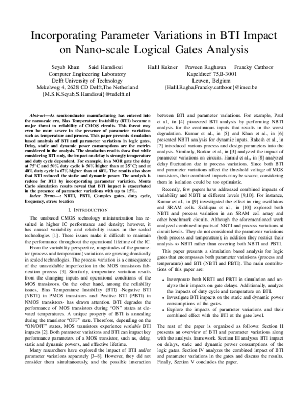 (PDF) Incorporating parameter variations in BTI impact on nano-scale ...