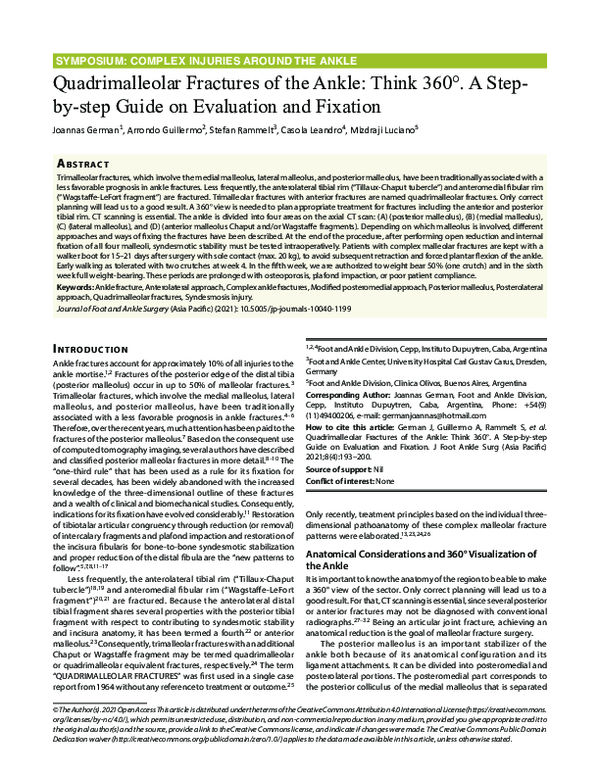 (PDF) Quadrimalleolar Fractures of the Ankle: Think 360°—A Step-by-step ...