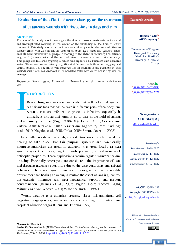 (PDF) Ozone Therapy Improves Healing of Cutaneous Wounds in Pets