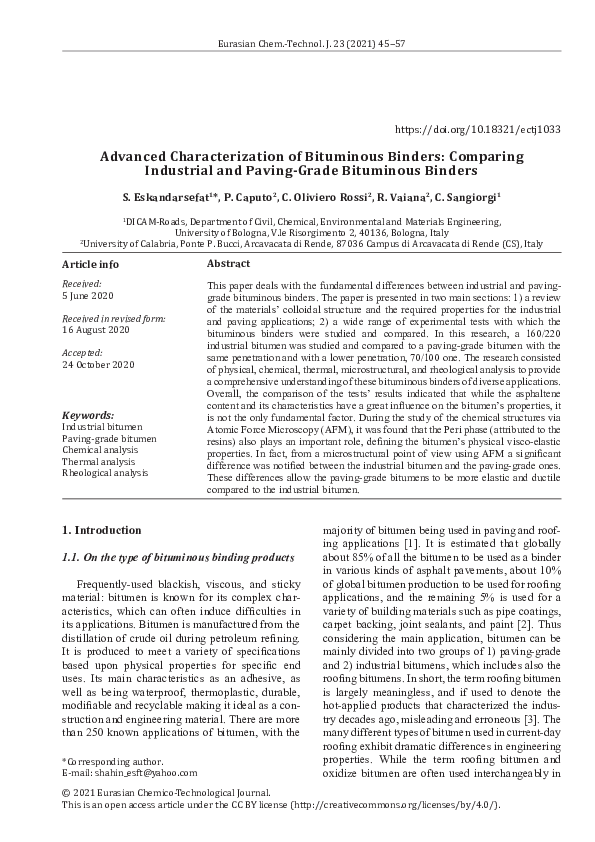 (PDF) Advanced Characterization of Bituminous Binders: Comparing ...