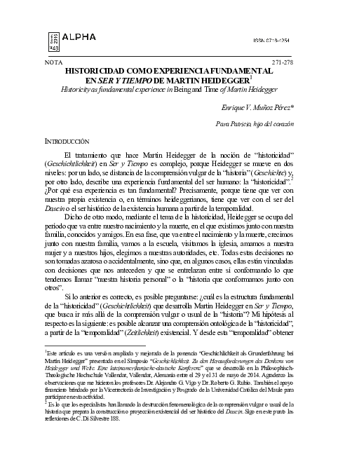 (PDF) Historicidad Como Experiencia Fundamental en Ser y Tiempo De ...