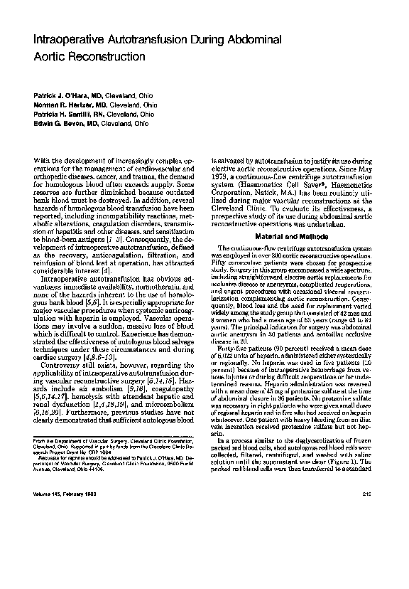 (PDF) Intraoperative autotransfusion during abdominal aortic ...