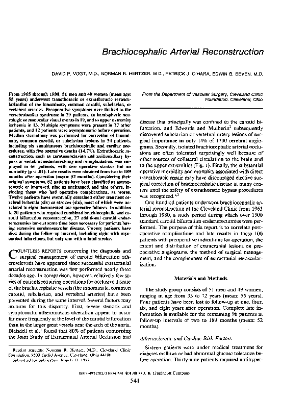 (PDF) Brachiocephalic Arterial Reconstruction | Edwin Beven - Academia.edu