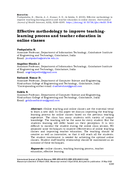 (PDF) Effective methodology to improve teaching-learning process and ...