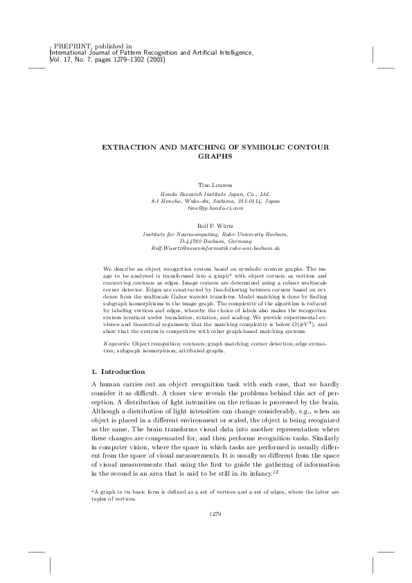 (PDF) Extraction and Matching of Symbolic Contour Graphs