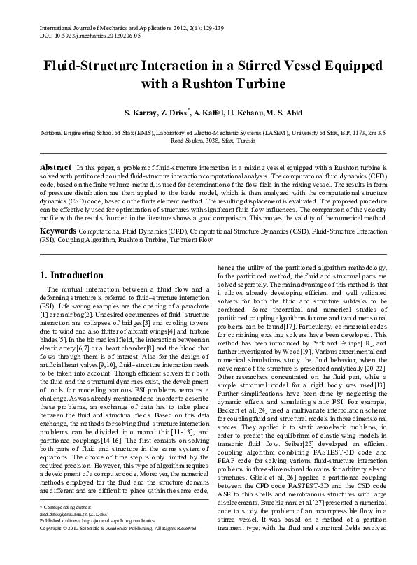 (PDF) Fluid-Structure Interaction in Mixing Vessels
