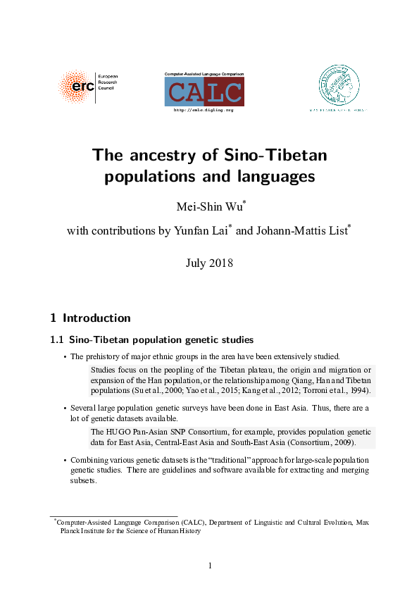 (PDF) The Ancestry Of Sino-Tibetan Populations And Languages