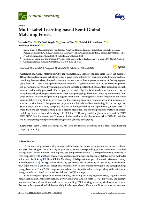 (PDF) Multi-Label Learning based Semi-Global Matching Forest