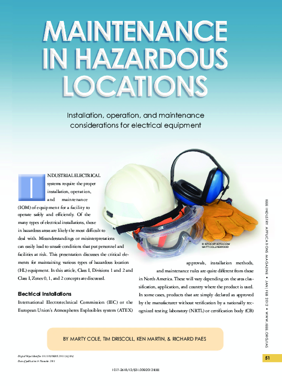 (PDF) Maintenance in Hazardous Locations: Installation, Operation, and ...