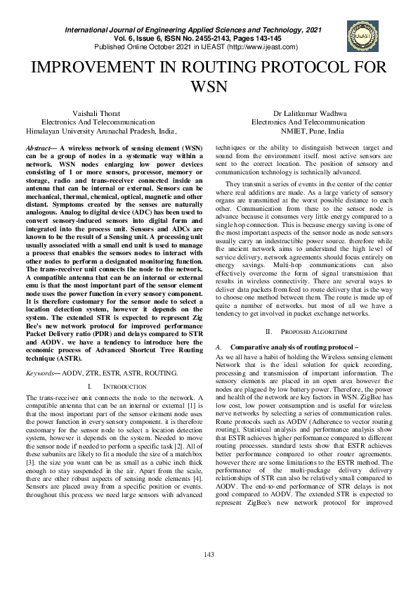 (PDF) Improvement in Routing Protocol for WSN