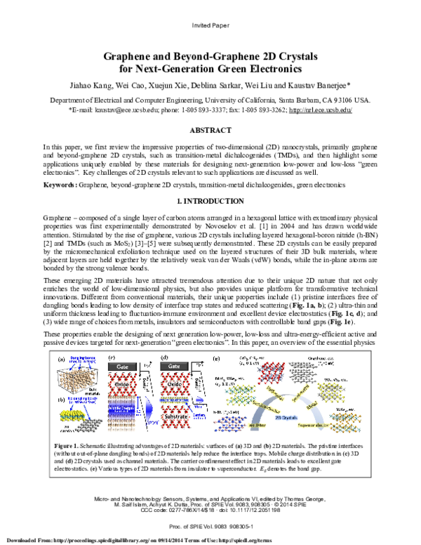 (PDF) Graphene and beyond-graphene 2D crystals for next-generation ...