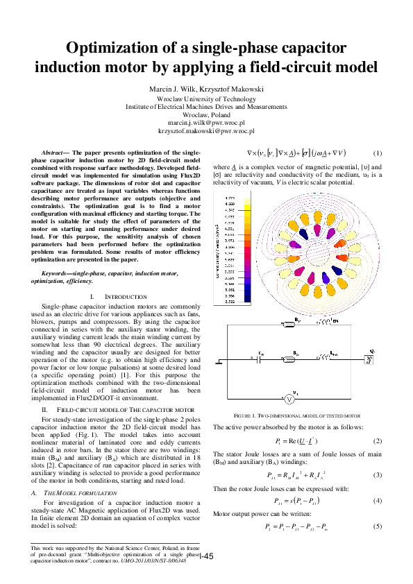 (PDF) Optimization of a single-phase capacitor induction motor by applying a surrogate field ...