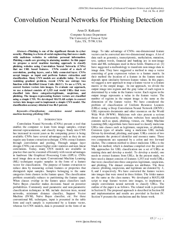 (PDF) Convolution Neural Networks for Phishing Detection