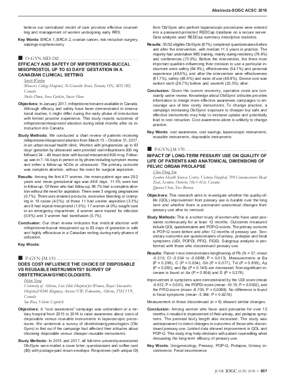 (PDF) Impact of Long-Term Pessary Use on Quality of Life of Patients ...