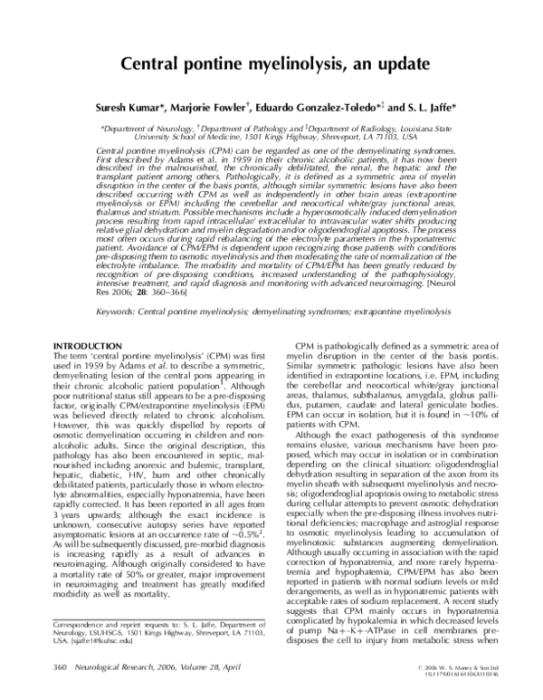 (PDF) Central pontine myelinolysis, an update