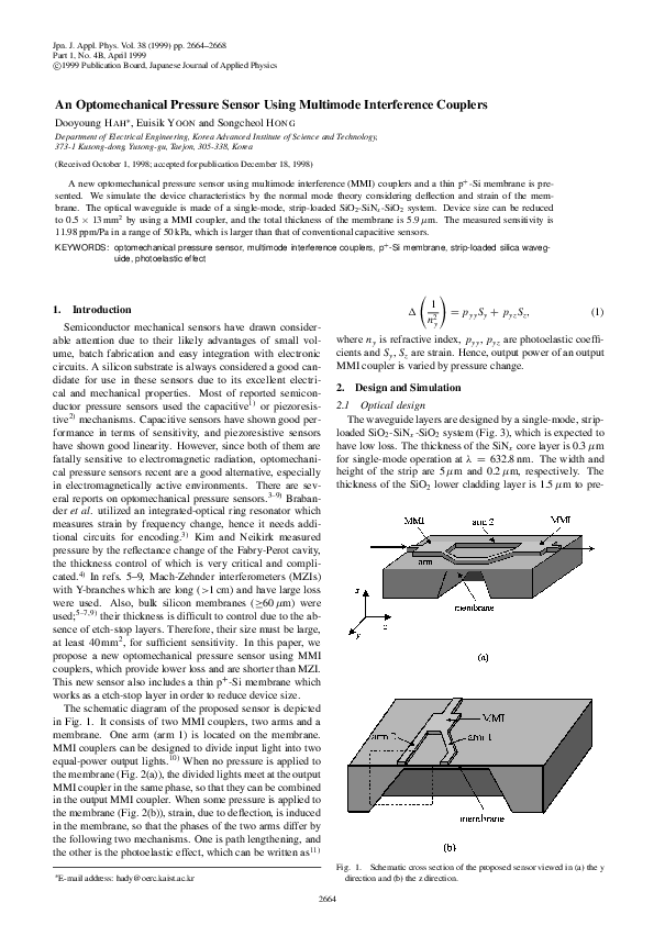 (PDF) An Optomechanical Pressure Sensor Using Multimode Interference Couplers