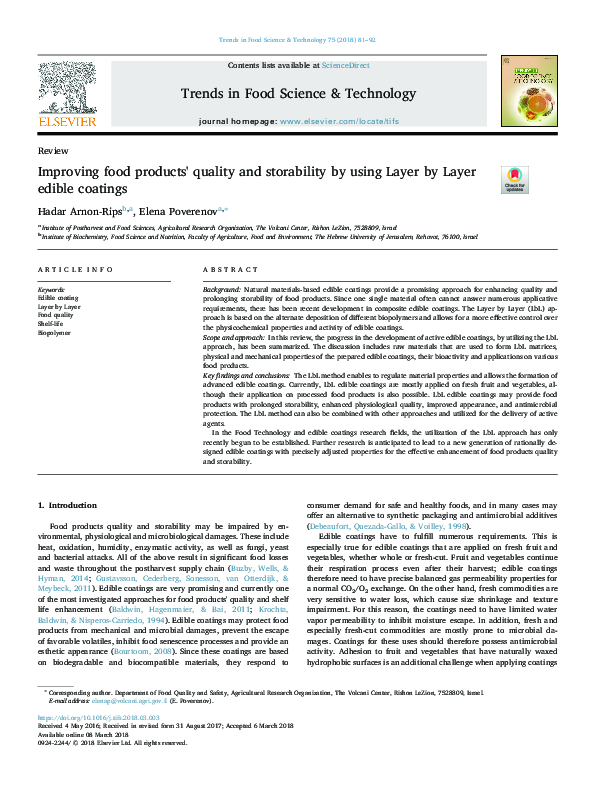 (PDF) Improving food products' quality and storability by using Layer ...