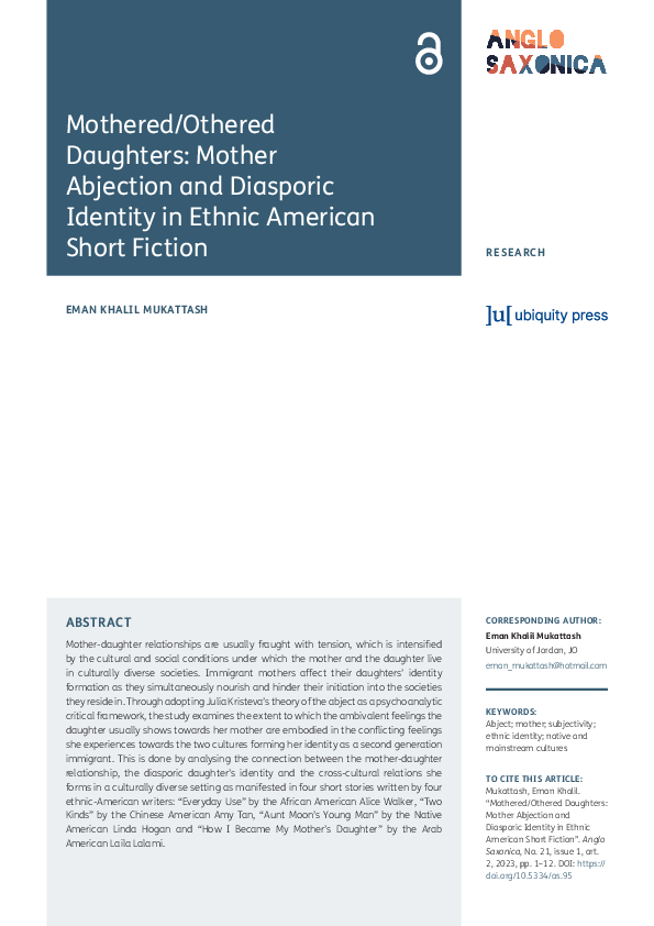 (PDF) Mothered/Othered Daughters: Mother Abjection and Diasporic Identity in Ethnic American ...