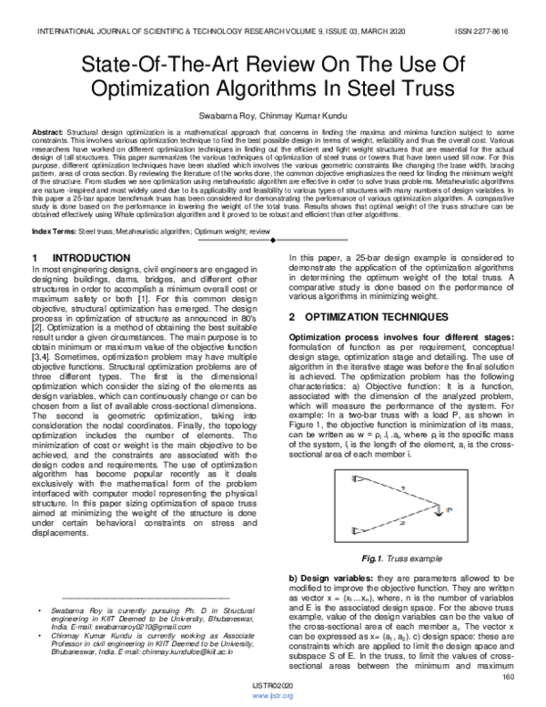 Pdf State Of The Art Review On The Use Of Optimization Algorithms In