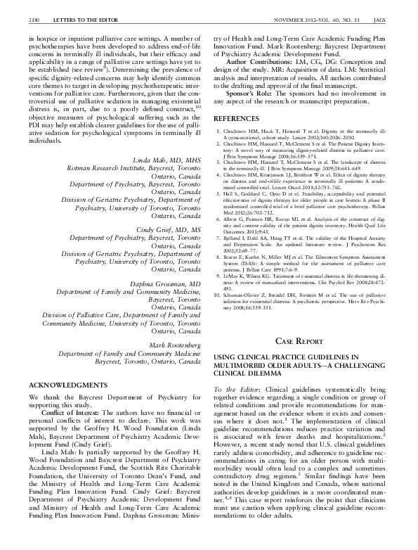 (PDF) Using clinical practice guidelines in multimorbid older adults--a ...