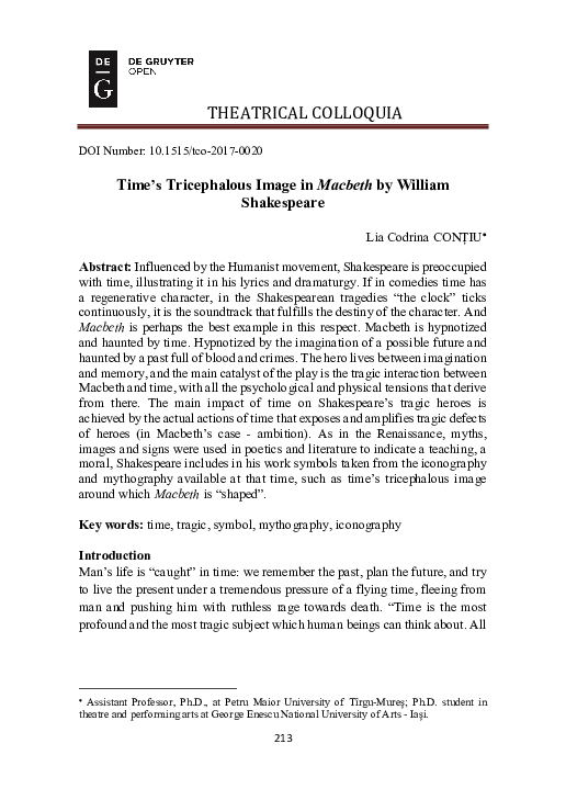 (PDF) Time’s Tricephalous Image in Macbeth by William Shakespeare
