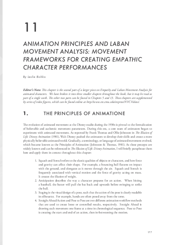(PDF) Animation principles and Laban movement analysis: movement frameworks for creating ...