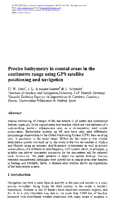 (PDF) Precise Bathymetry In Coastal Areas In The Centimetre Range Using ...