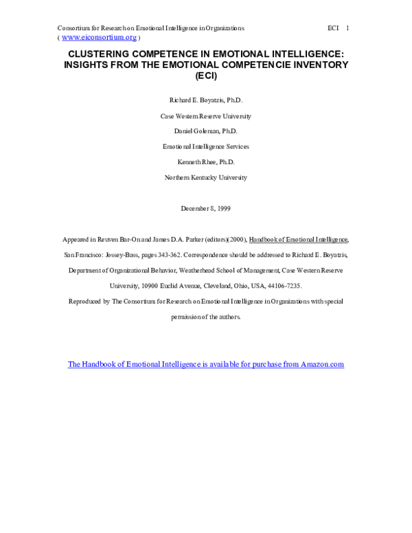 (PDF) Clustering competence in emotional intelligence: Insights from ...