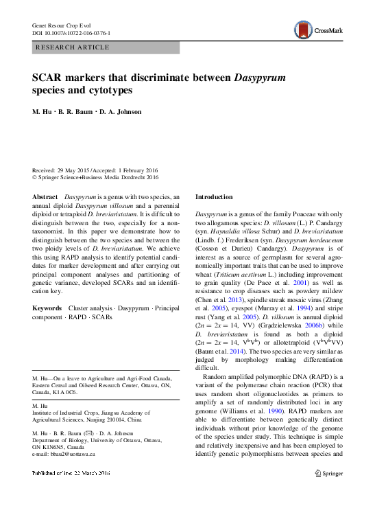 (PDF) SCAR markers that discriminate between Dasypyrum species and ...